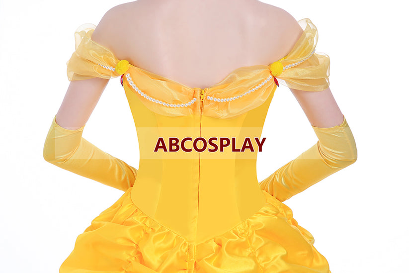Beauty And The Beast Belle Princess Yellow Dress Luxury Cosplay Costum ...