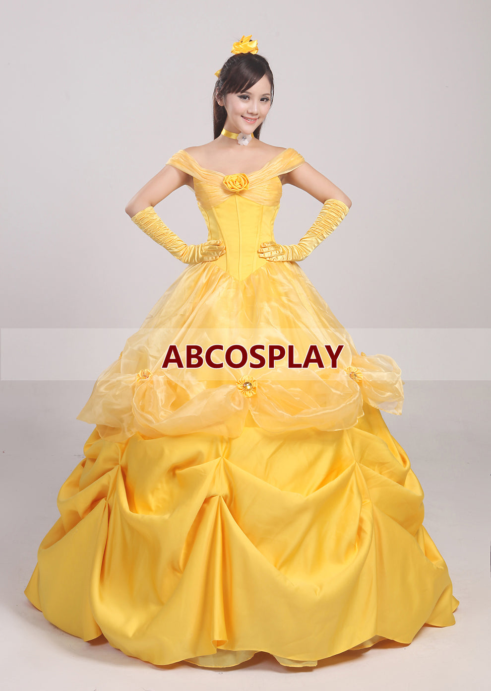 Beauty And The Beast Belle Flower Princess Dress Cosplay Costumes ...